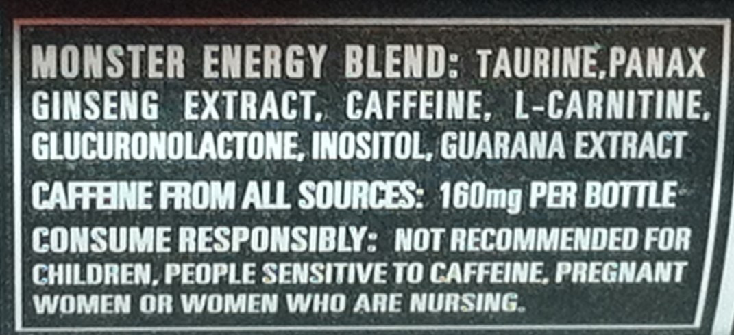 Monster Energy Warning Label